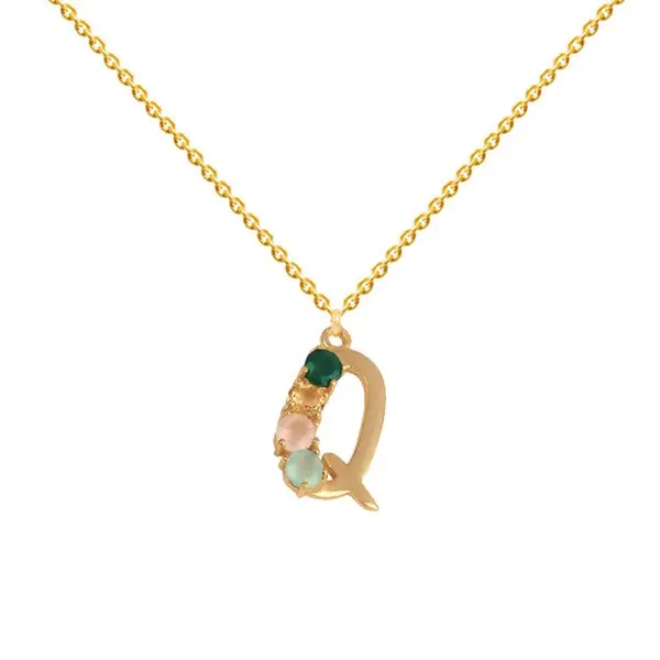 LAVANI JEWELS Multicolored Initial Q Necklace