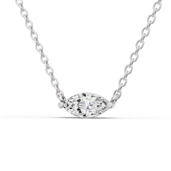 SEREIA OFFICIAL 14k Gold 0.25 Ct Lab Grown Round Marquise Shape Diamond Pendant White Gold - Silver