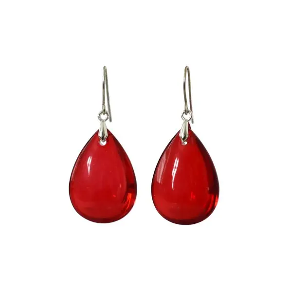 LAURA DAILI Ruby Teardrop Glass Earrings - Red