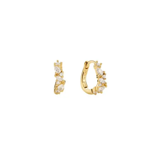 VANCHI Nori Twisted Crystal Huggies - Gold