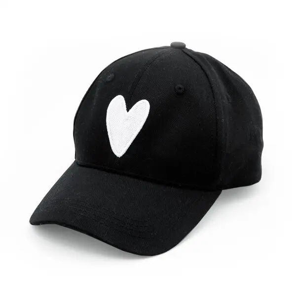 TRELLE Baseball Hat Hat With White Heart - Black