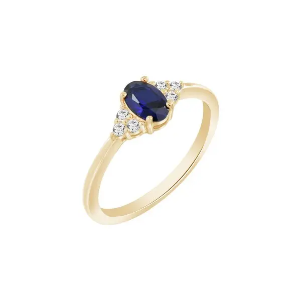 KIERA Oval Cut Created Sapphire With Trio Lab Grown Diamond On Shank Engaget Ring - Yellow