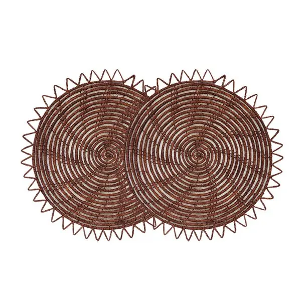 KORISSA Handwoven Surya Palm Fiber Placemat In Set Of Two - Brown