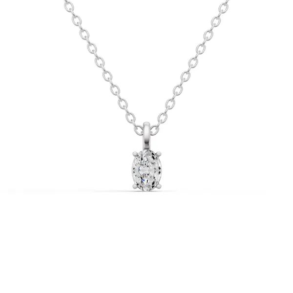 SEREIA OFFICIAL 14k Gold 0.25 Ct Lab Grown Oval Cut Diamond Solitaire Pendant White Gold - Silver