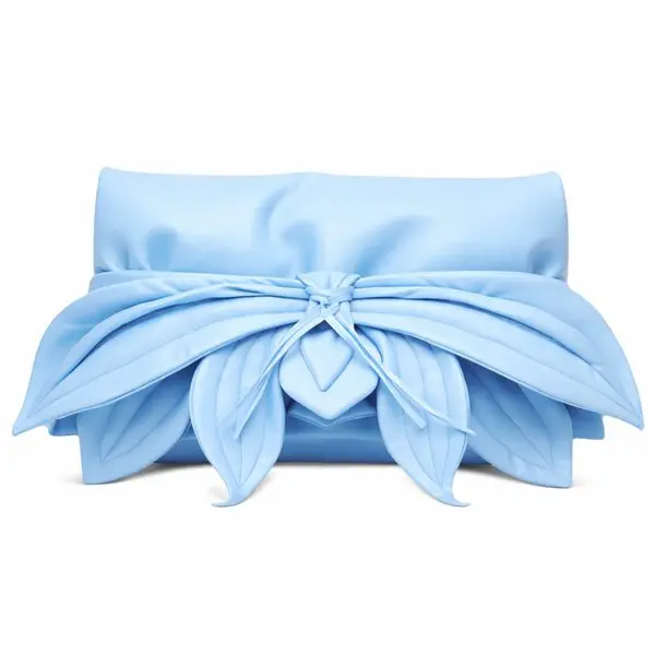 JULIA ALLERT Petal Faux Leather Evening Clutch Bag Light - Blue