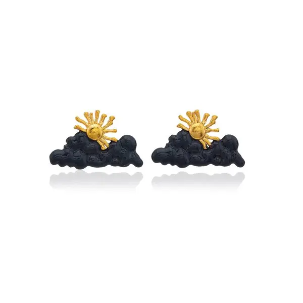 MILOU JEWELRY Clouds & Sun Earrings - Grey