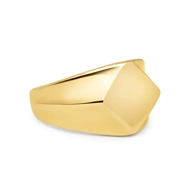 NIALAYA JEWELRY Squared Stainless Steel Ring With Plating - Gold
