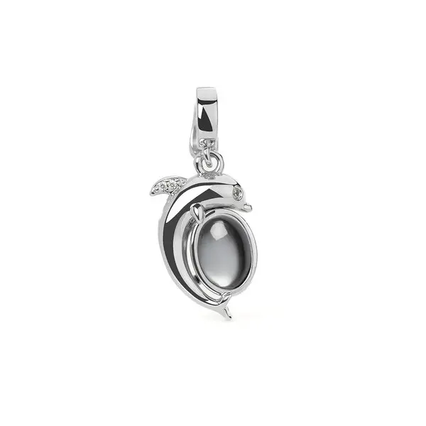 FREQNC ATELIER Mini Dolphin Charm Silver Mother Of Pearl - Black