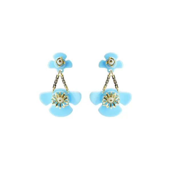 GISSA BICALHO Handmade Acrylic Earring Short Wild Flower Baby - Blue