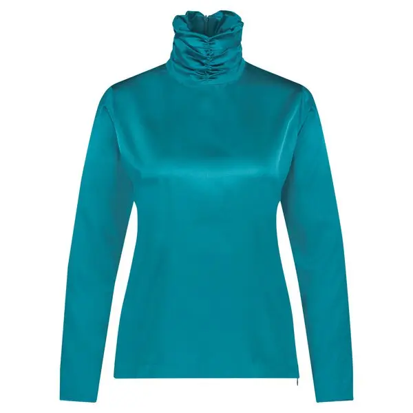 MONIQUE SINGH Silk Turtleneck Top - Blue