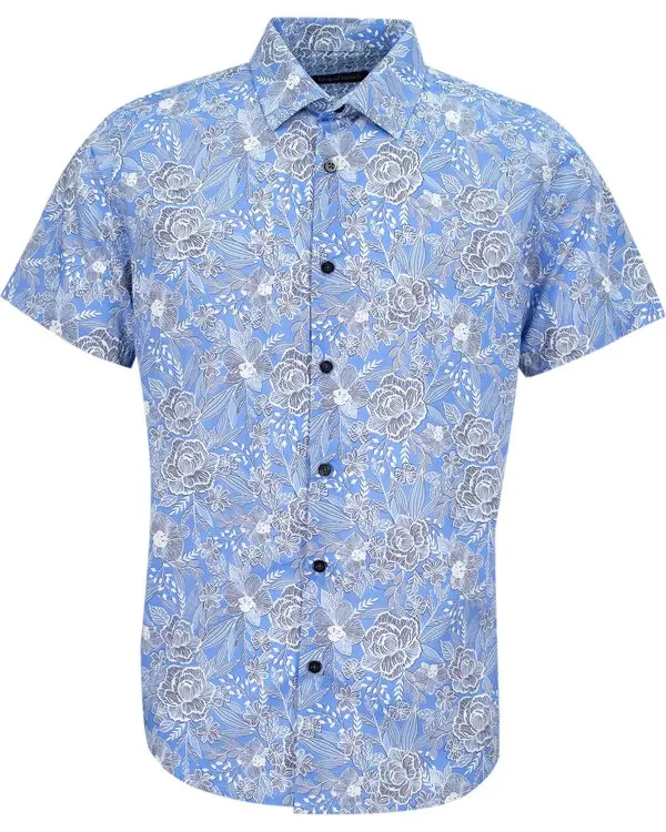 LORDS OF HARLECH Scott Handcut Floral Shirt - Blue