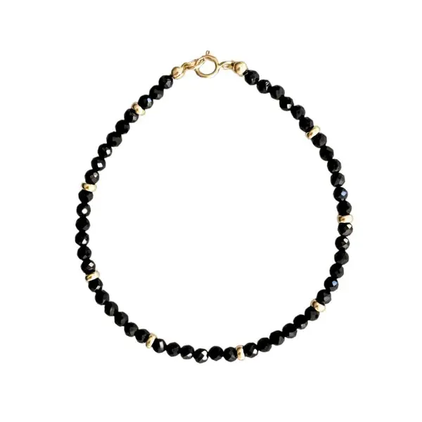 HERSELF COLLECTIONS Black / Gold 14k Gold Black Starry Night Bracelet - Black/gold