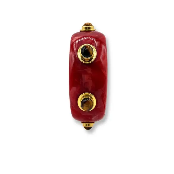 MICHAEL NASH JEWELRY Renee Bangle In Carnelian Resin And Tiger Eye Stones - Red