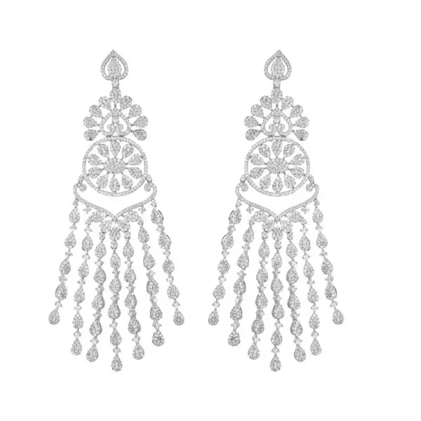 MERAKI BY RASHMI BAJAJ Annabel De Boucles Cubic Zirconia Chandelier Earrings - White