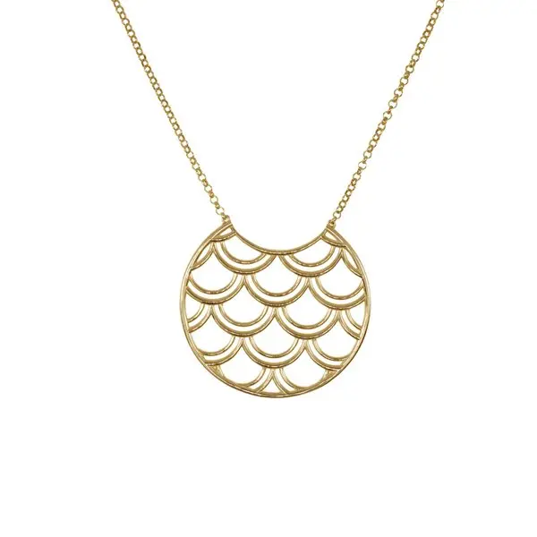 JANUS EDINBURGH Sterling Silver Vermeil Tidal Scale Large Circle Necklace - Gold