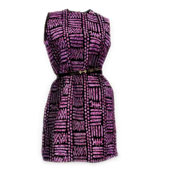 Chuks Collins Ajah New Collection Drop2- A-line Shift Dress In Batik Cotton - Purple