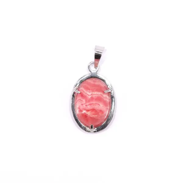 MINERALGEMS ✩ STUDIO Rhodochrosite Pendant With Sterling Silver Chain - Pink