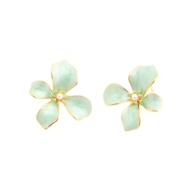 STARFISH PROJECT Gold / Blue Hope In Bloom Flower Earrings - Gold/blue