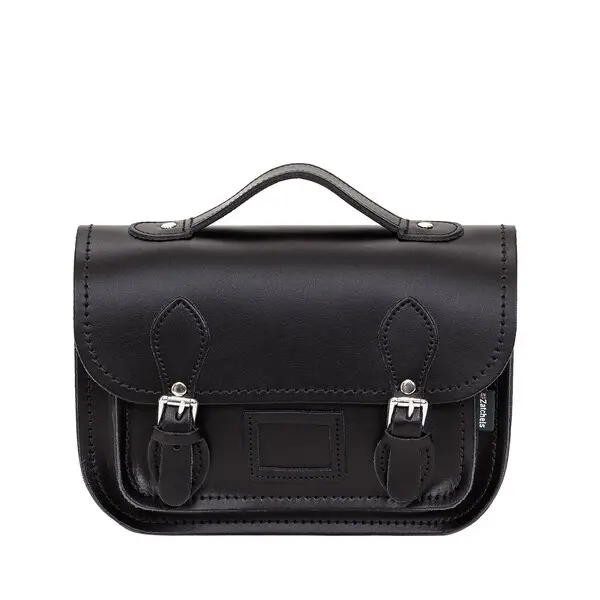 ZATCHELS Leather Midi Satchel - Black