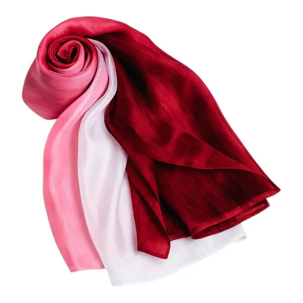 SILK AND BEARS Red / Pink Burgundy To Blush Ombre Mulberry Silk Scarf – Handmade & Hand-dyed - Red/pink