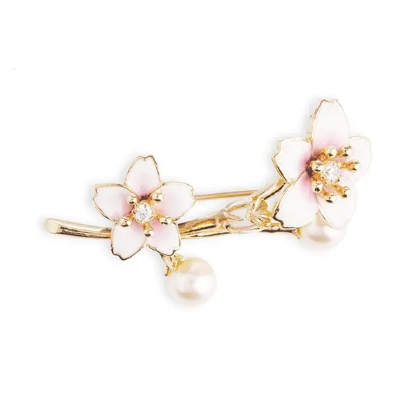 Grossé White / Gold Crystal & Pearl Gold Brooch, Series Sakura - White/gold