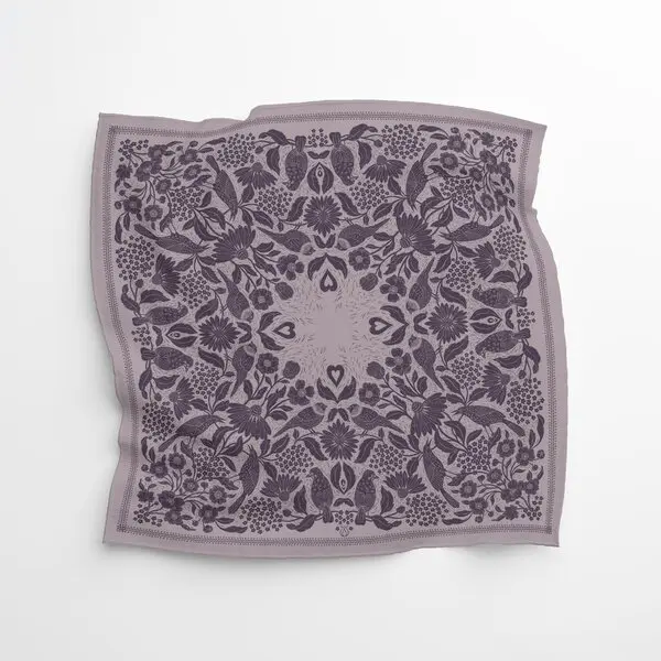 SILK&SOUL Lavender Bird Scarf - Purple