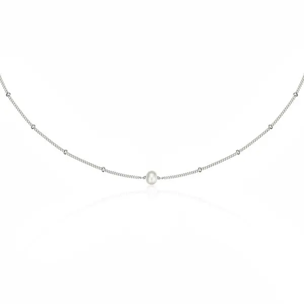 LILY & ROO Satellite Single Pearl Choker - Silver