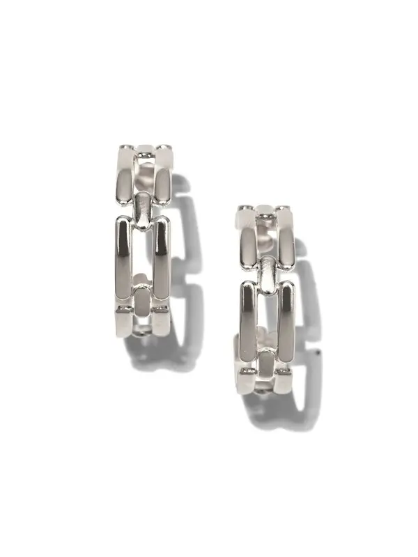 JAREDJAMIN Bravura Chain Hoop Post Earrings - Silver