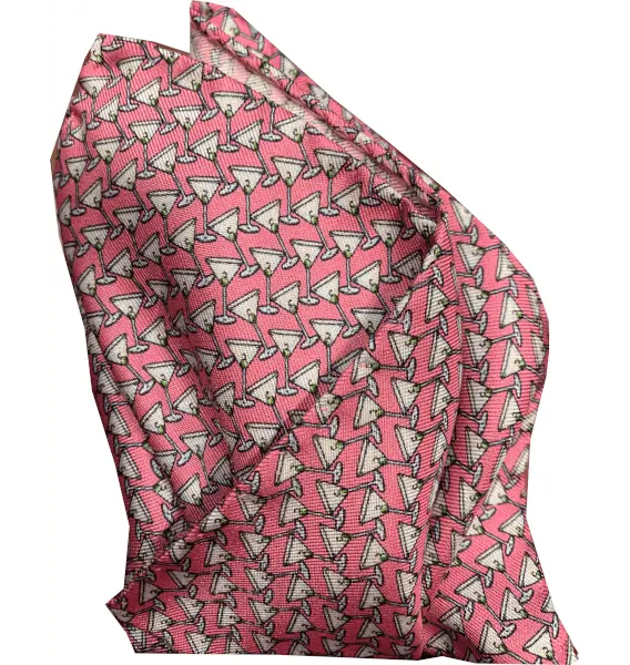 LAZYJACK PRESS Shaken Not Stirred Pocket Square - Pink