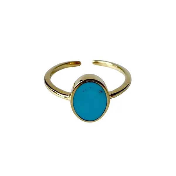 FIHR COLLECTION Gold / Blue Gold-plated Turquoise Ring - Gold/blue