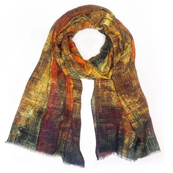 ALIE STREET LONDON Celestine Silk Wool Scarf Golden Amber - Yellow