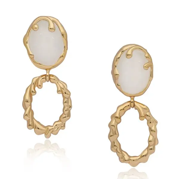 PREETI SANDHU Neutrals Molten Flame Moonstone Earrings - Gold
