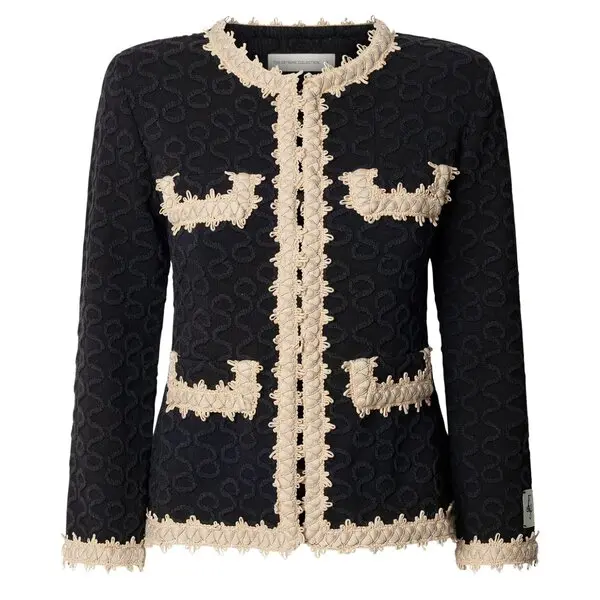 THE EXTREME COLLECTION Neutrals Raised Embroidery Knit Jacket Paola - Black