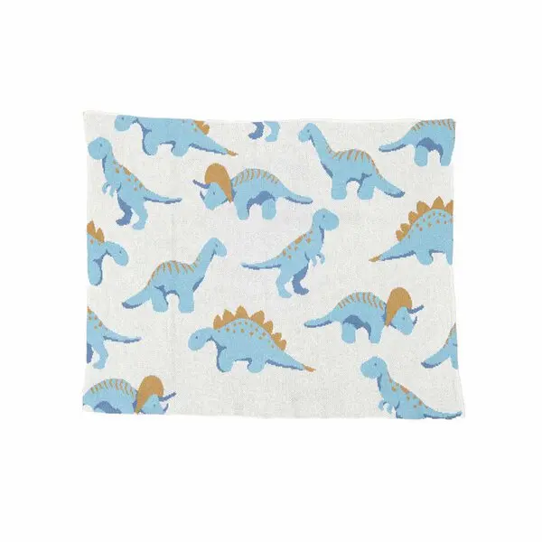 In2green Baby Cotton Knit Blanket Dinosaur - Blue