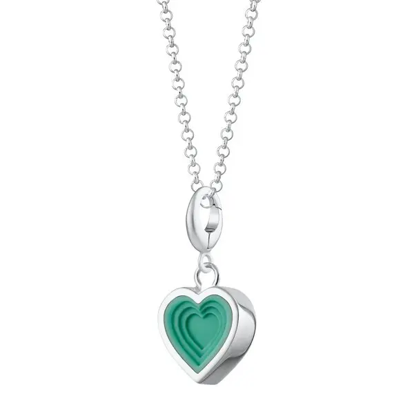 LILY CHARMED Blue / Silver Sterling Silver Geometric Turquoise Heart Charm Necklace - Blue/silver