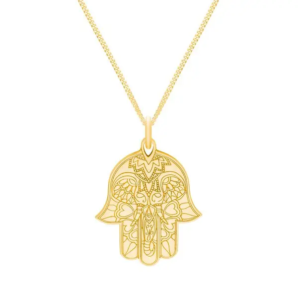 CARTERGORE Small Hamsa Hand Pendant Necklace - Gold