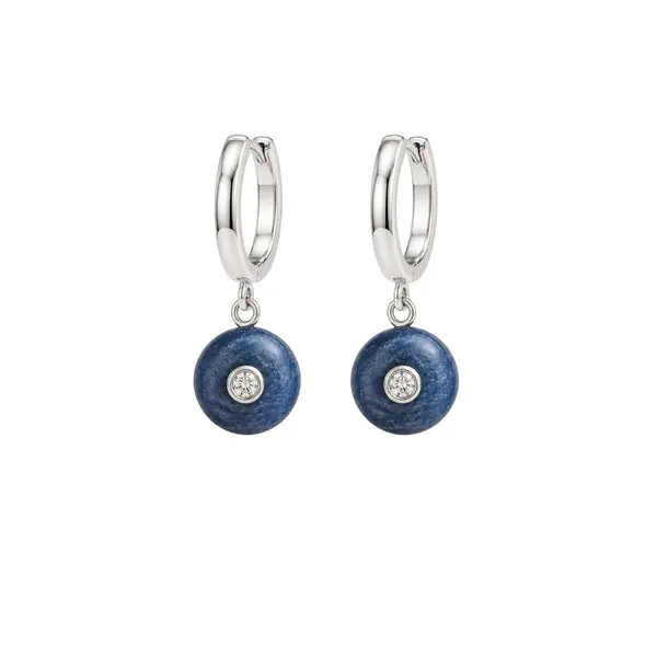 LILY FLO JEWELLERY Kyanite Diamond Hoop Earrings - Blue