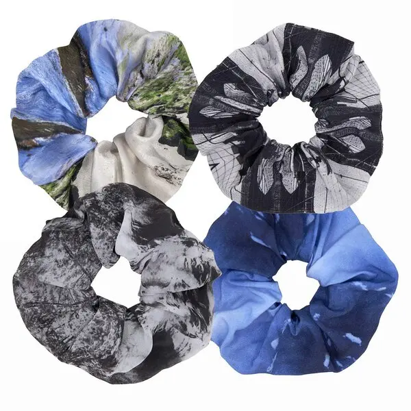 BABS BOUTIQUE NYC Blue / Black Babs Eco-chic Scrunchies Variety Pack Of Four Medium Five Inch - Blue/black