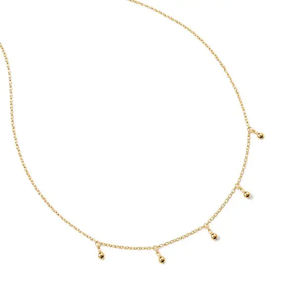 ELK & BLOOM Dainty 14k Beaded Drop Choker Necklace - Gold
