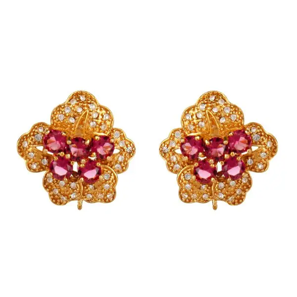 Bounkit Pink / Gold Oslo Studs Push Back - Pink/gold