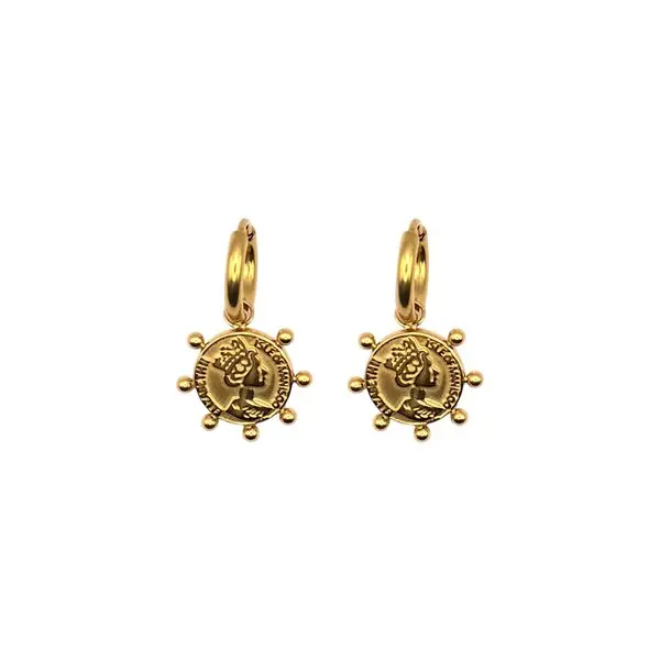ISOLATED JEWELLERY Coin Studded Hoops - Gold