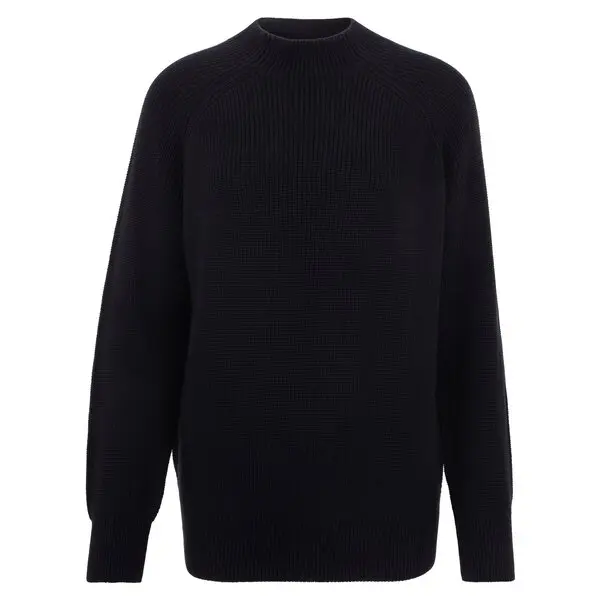 PAUL JAMES KNITWEAR Pure Cotton Tamie High Neck Raglan Jumper Navy - Blue