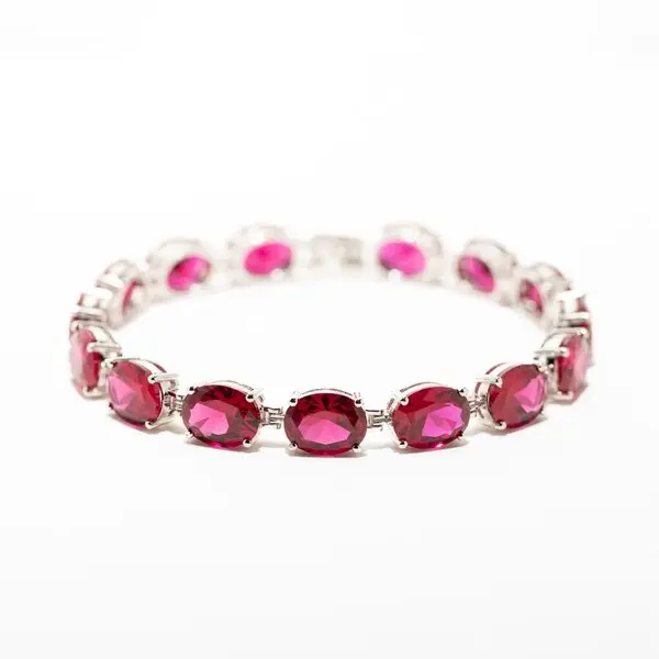 BELINDA JEWELZ Kierra Oval-cut Ruby Tennis Bracelet - Pink