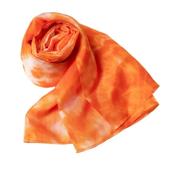 SILK AND BEARS Sunburst Shibori Silk Shawl – Hand-dyed Mulberry Silk, Beach & Pool Wrap - Orange