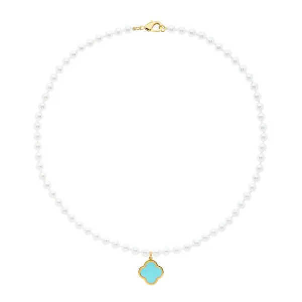EMMA HOLLAND JEWELLERY Blue / White Pearl & Enamel Flower Pendant - Blue/white