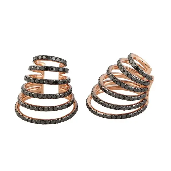 ARTISAN Pink / Black Black Diamond Multi-row Ear Cuff In 14k Rose Gold - Pink/black