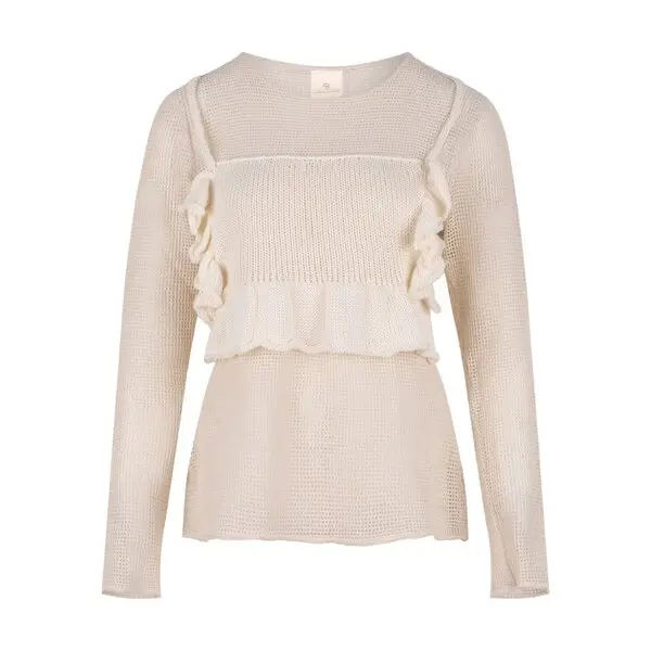 GUNDA HAFNER LTD Neutrals Soft Lace Knit Detail Top - White