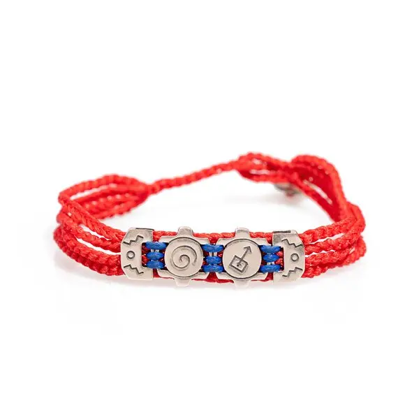 EBRU JEWELRY Blue / Red / Silver Spiritual Soul Red Cord Striking Bracelet Red - Blue/red/silver