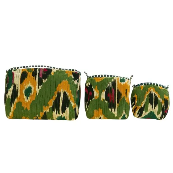 CYC Ikat Velvet Three Piece Travel Set - Green