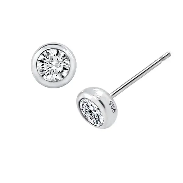 DIAMONBLISS Bezel Stud Earrings - White
